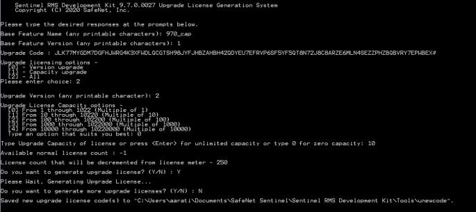 Generating Upgrade License Code